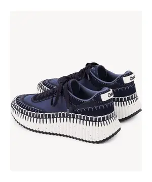 Chloé Round Toe Lace Up Sneakers - Night Sky