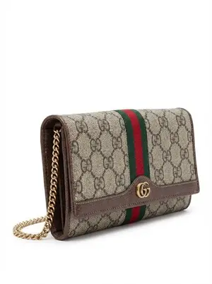 Gucci Ophidia Gg Chain Wallet - Beige/ebony