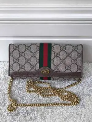 Gucci Ophidia Gg Chain Wallet - Beige/ebony