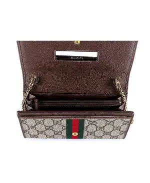 Gucci Ophidia Gg Chain Wallet - Beige/ebony