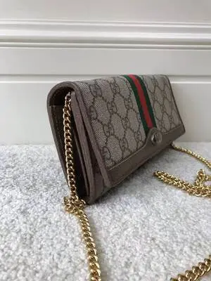 Gucci Ophidia Gg Chain Wallet - Beige/ebony