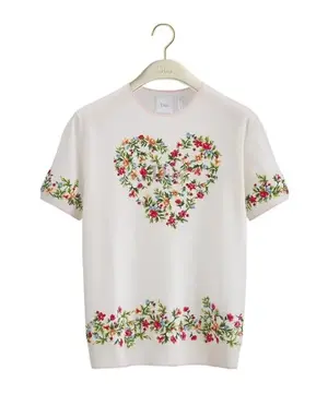 Dior Dioramour Short-sleeved Embroidered Sweater - White