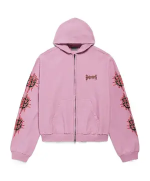 Balenciaga Sacré Cœur Medium Fit Zip-up Hoodie In Old - Pink