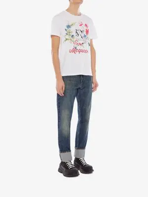 Alexander McQueen Deconstructed Floral Skull T-shirt