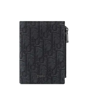 Dior Vertical Compact Card Holder - Black