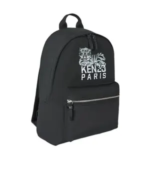 Kenzo Logo Embroidered Zipped Backpack - Black