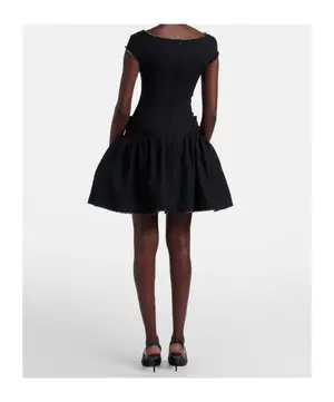 SHUSHU/TONG Bow-detail Distressed Tweed Minidress