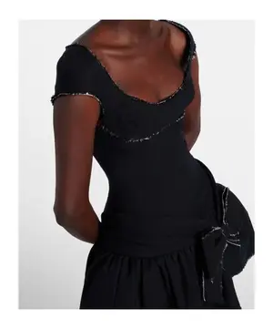SHUSHU/TONG Bow-detail Distressed Tweed Minidress