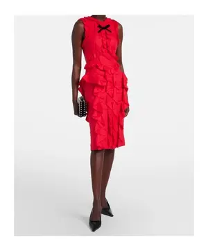 SHUSHU/TONG Bow-detail Ruffled Linen Midi Dress