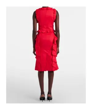 SHUSHU/TONG Bow-detail Ruffled Linen Midi Dress