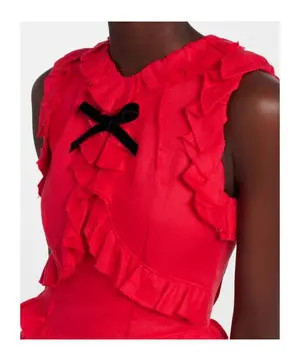 SHUSHU/TONG Bow-detail Ruffled Linen Midi Dress