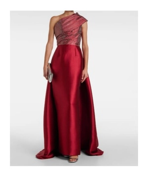 Solace Alba Embellished Draped Satin Gown