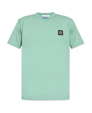 Stone Island Logo-patch Cotton T-shirt - Light Green