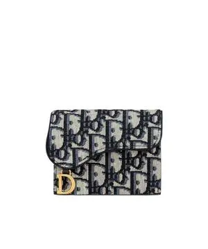 Dior Saddle Jasmine Gusset Card Holder - Black