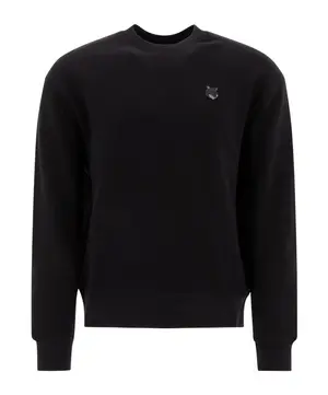 Maison Kitsuné Fox Patch Crewneck Sweatshirt - Black