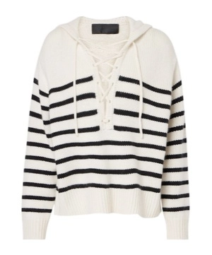NILI LOTAN Striped Hooded Sweater