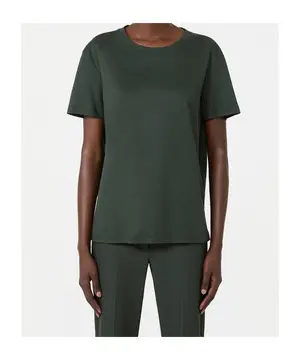 Max Mara Crewneck T-shirt With Logo Detail - Dark Green