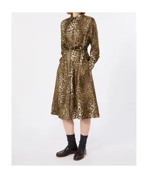 Max Mara Printed Silk Shirt Dress With Jeweled Buttons