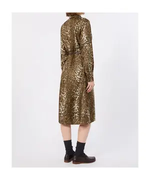 Max Mara Printed Silk Shirt Dress With Jeweled Buttons