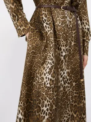 Max Mara Printed Silk Shirt Dress With Jeweled Buttons
