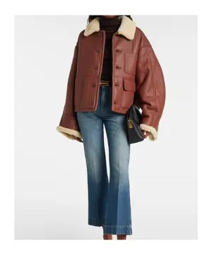 Victoria Beckham Lapel Long-sleeved Leather Jacket