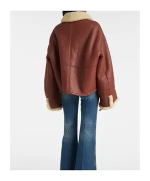 Victoria Beckham Lapel Long-sleeved Leather Jacket