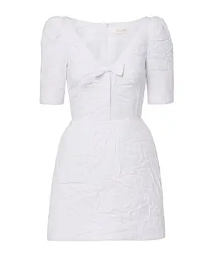 SHUSHU/TONG Bow Detail Cotton-blend Minidress - White