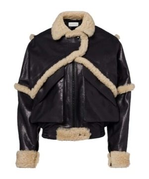 Magda Butrym Long-sleeved Leather Jacket - Black