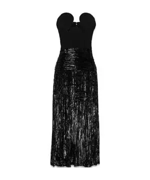Saint Laurent Lurex Velvet Bustier Dress - Black