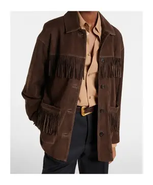 NILI LOTAN Suede Fringed Jacket - Black