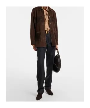 NILI LOTAN Suede Fringed Jacket - Black