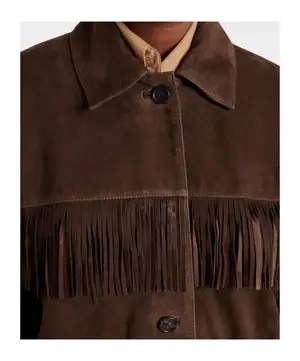 NILI LOTAN Suede Fringed Jacket - Black