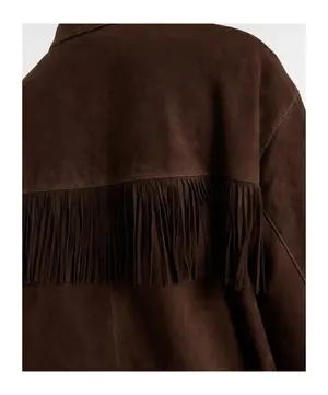 NILI LOTAN Suede Fringed Jacket - Black