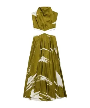 Balenciaga Brush Scratch Cut-out Dress - Khaki
