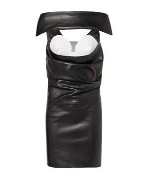 JEAN PAUL GAULTIER Cutout Draped Leather Cocktail Dress - Black
