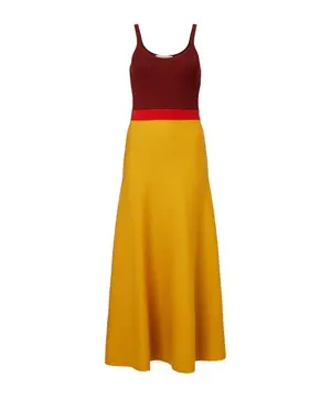 Gabriela Hearst Flaminius Colorblocked Wool Maxi Dress - Brown