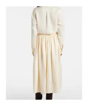 Gabriela Hearst Chiara Gathered Linen Midi Skirt