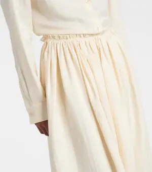 Gabriela Hearst Chiara Gathered Linen Midi Skirt