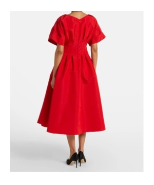 Carolina Herrera Gathered Silk Midi Dress