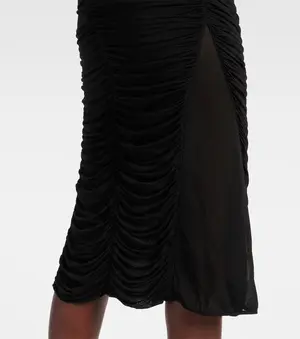 MUGLER Pleated Mesh Midi Dress