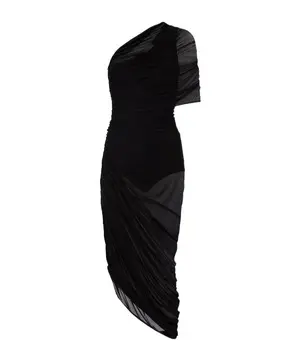Magda Butrym One-shoulder Ruched Midi Dress - Black