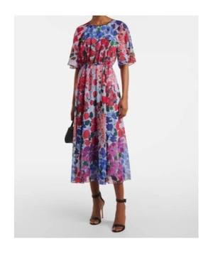 Carolina Herrera Floral Gathered Midi Dress