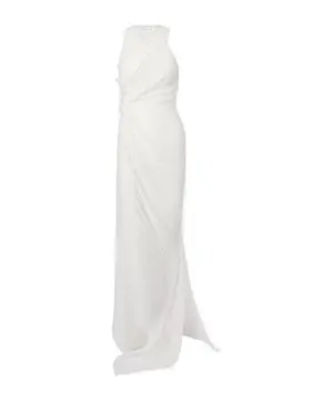Victoria Beckham Gathered Cotton-blend Maxi Dress
