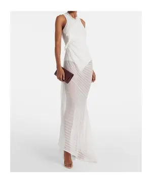 Victoria Beckham Gathered Cotton-blend Maxi Dress
