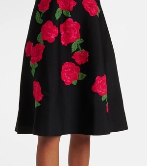 Carolina Herrera Floral Embroidered Midi Dress