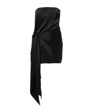 David Koma Tie-detail Satin Minidress - Black