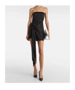 David Koma Off-the-shoulder Satin Mini Dress With Tie Detail
