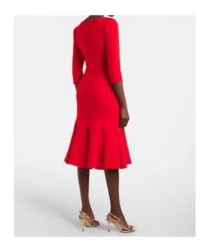 Carolina Herrera Crêpe Midi Dress With Square Neckline And Flared Trumpet Silhouette