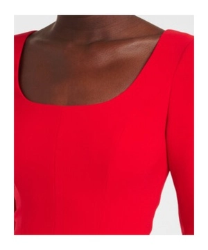 Carolina Herrera Crêpe Midi Dress With Square Neckline And Flared Trumpet Silhouette