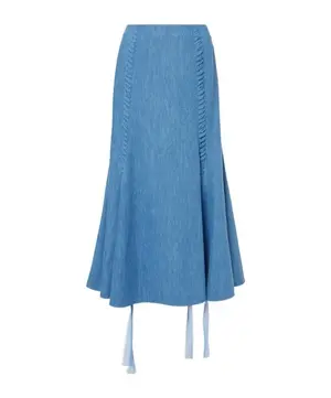 Gabriela Hearst Dion Cotton And Linen Midi Skirt - Blue